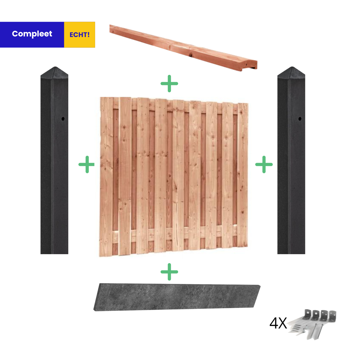 Complete Redwood Hout Beton Schutting pakket - START PAKKET ...