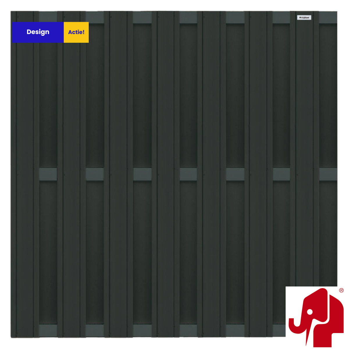 Elephant Houtcomposiet Design Schutting 180x180 cm Antraciet Gepoederc ...
